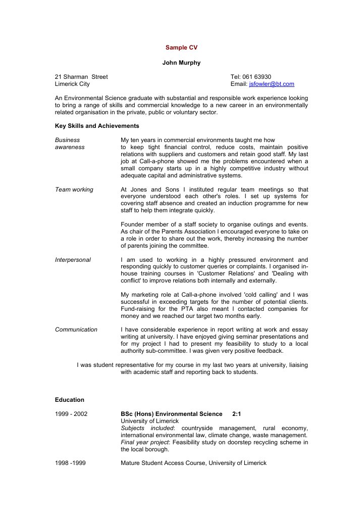 Environmental Science Graduate CV | PDF
