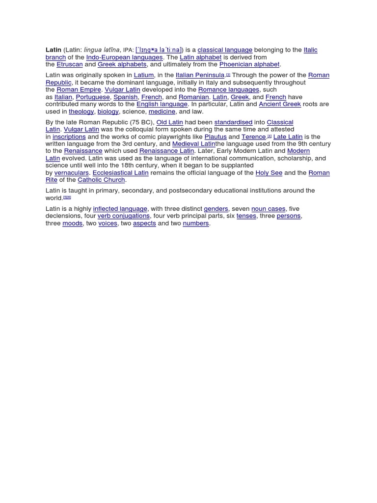 Overview of the Latin Language | PDF