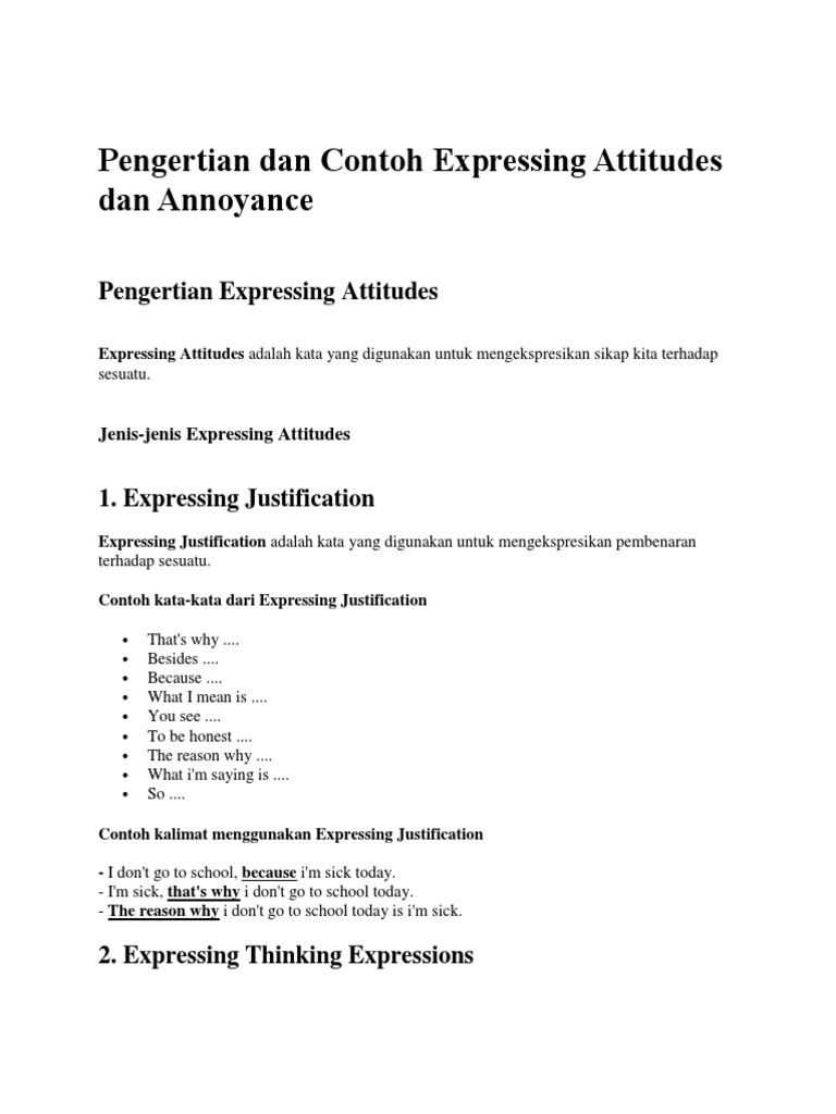 Pengertian Dan Contoh Expressing Attitudes Dan Annoyance | PDF