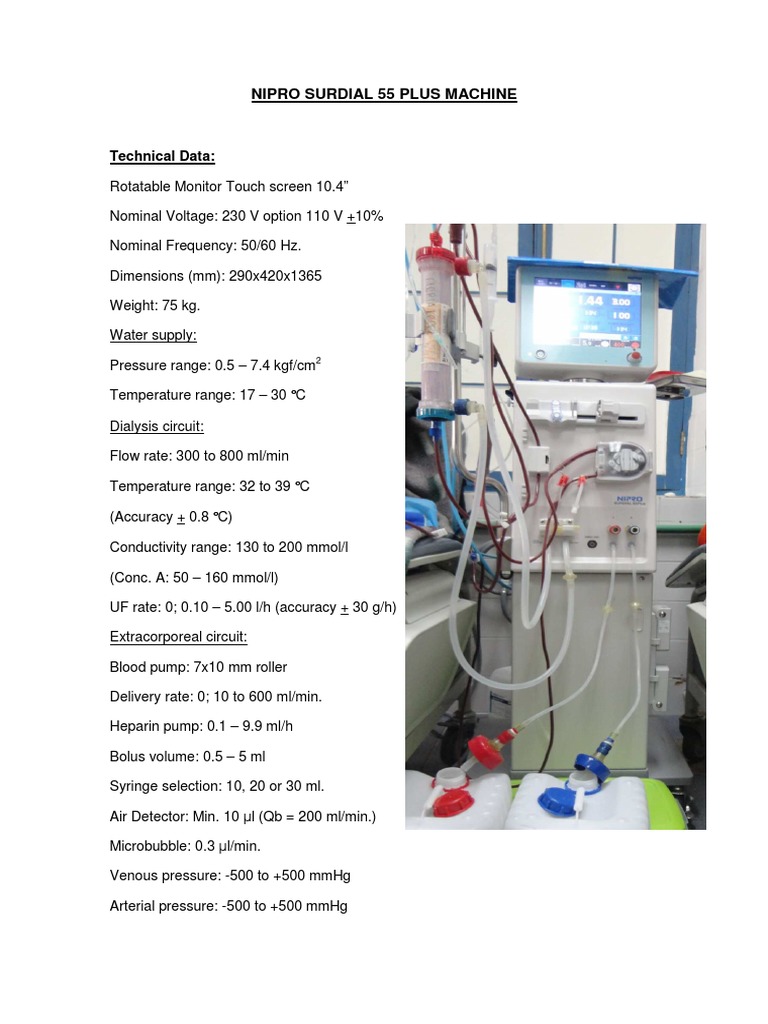 NIPRO SURDIAL 55 PLUS MACHINE.pdf | Hemodialysis | Blood Pressure