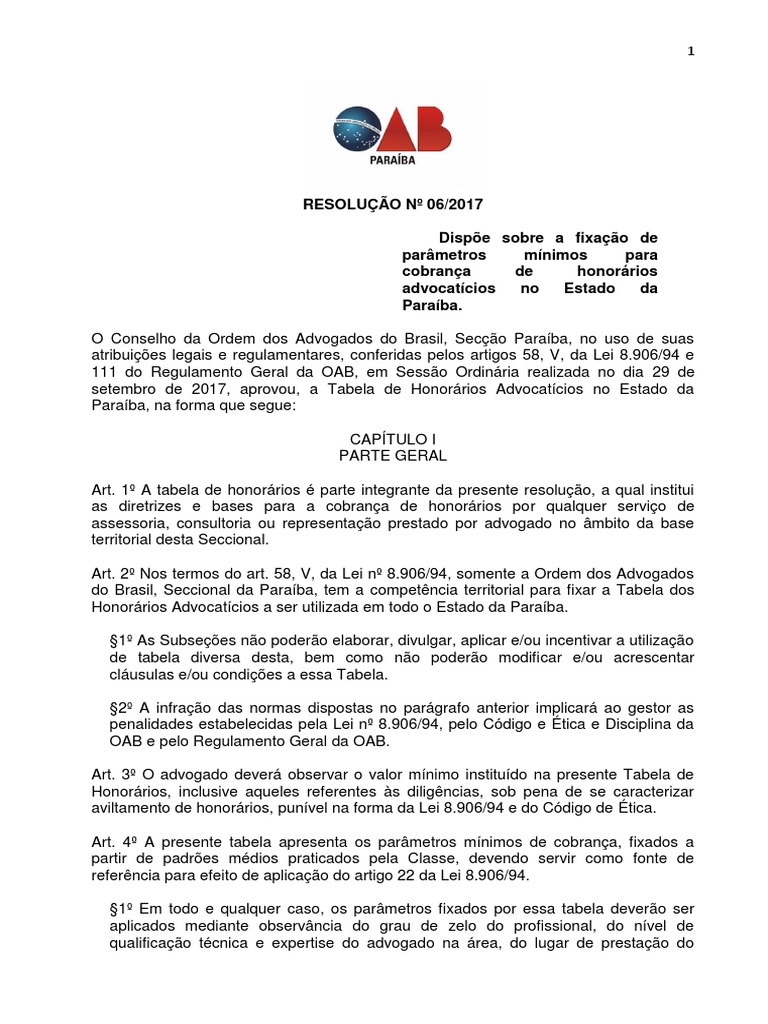 Tabela Da Oab | PDF | Advogado | Falência