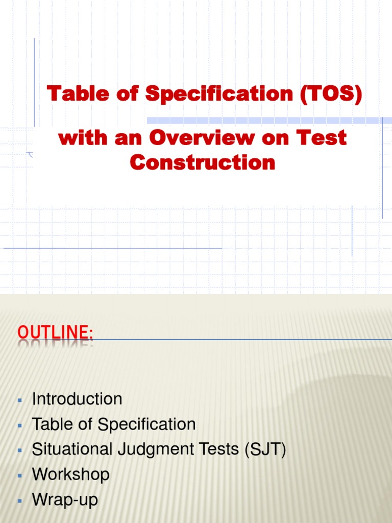 Table of Specification | PDF | Multiple Choice | Test (Assessment)