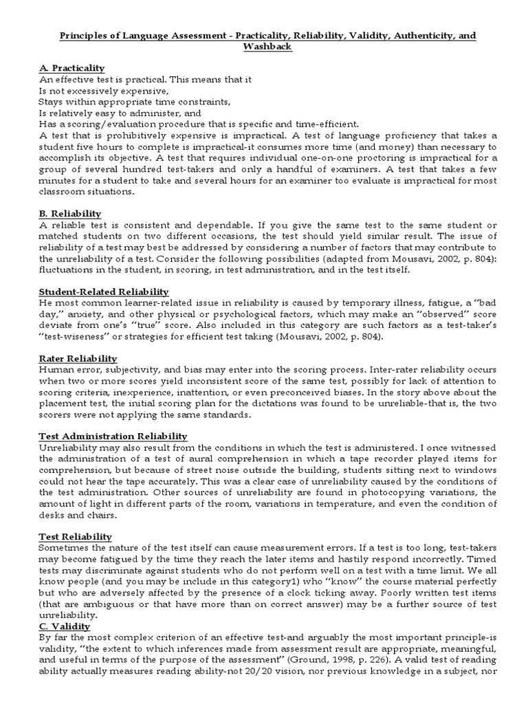 Principles of Language Assessment | PDF | Test (Assessment ...