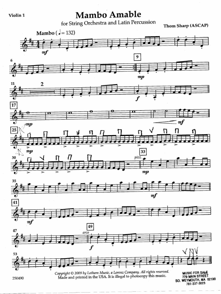 Mambo Amable Violin I | PDF