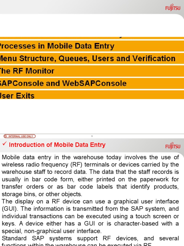 SAP Mobile Data Entry RF | PDF | Graphical User Interfaces | Mobile Device
