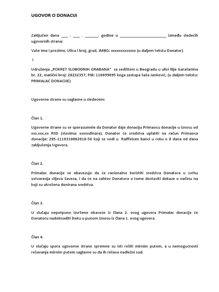 Ugovor o Donaciji | PDF