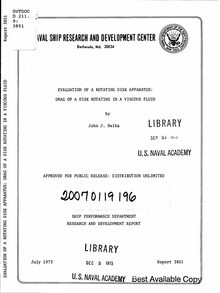 Drag of A Disk Rotating in A Viscous Fluid | PDF | Boundary Layer ...