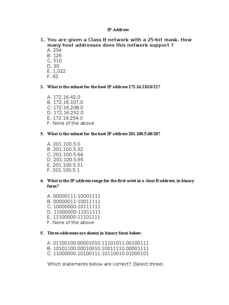 IP Subnet | PDF | Ip Address | Network Protocols