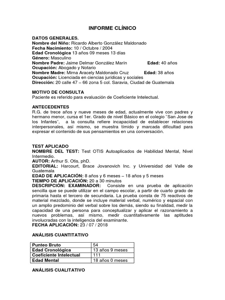 Informe OTIS | PDF | Cociente de inteligencia | Neurociencia