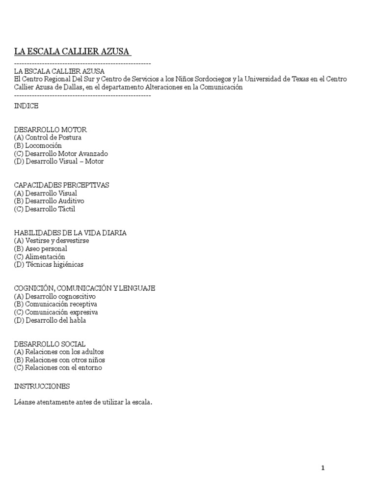 Escala Callier Azusa para Sordociegos | PDF | Pie | Ropa