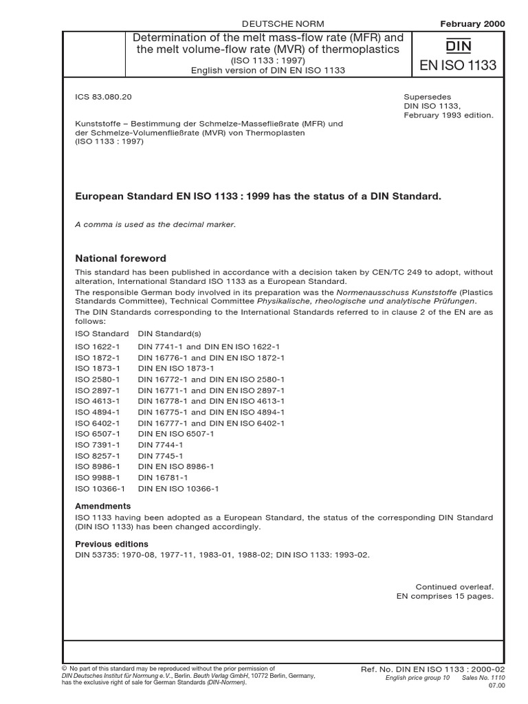ISO 1133 For Melt Flow Rate PDF | PDF | Polystyrene | International ...