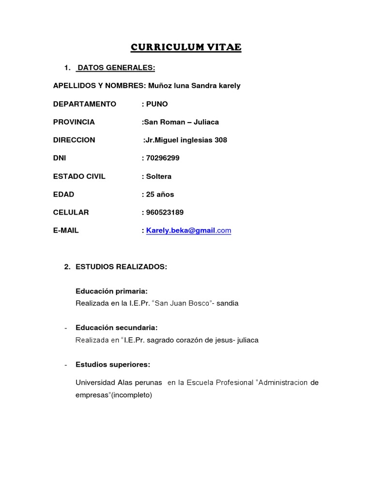 Curriculum Vitae Sandra | PDF