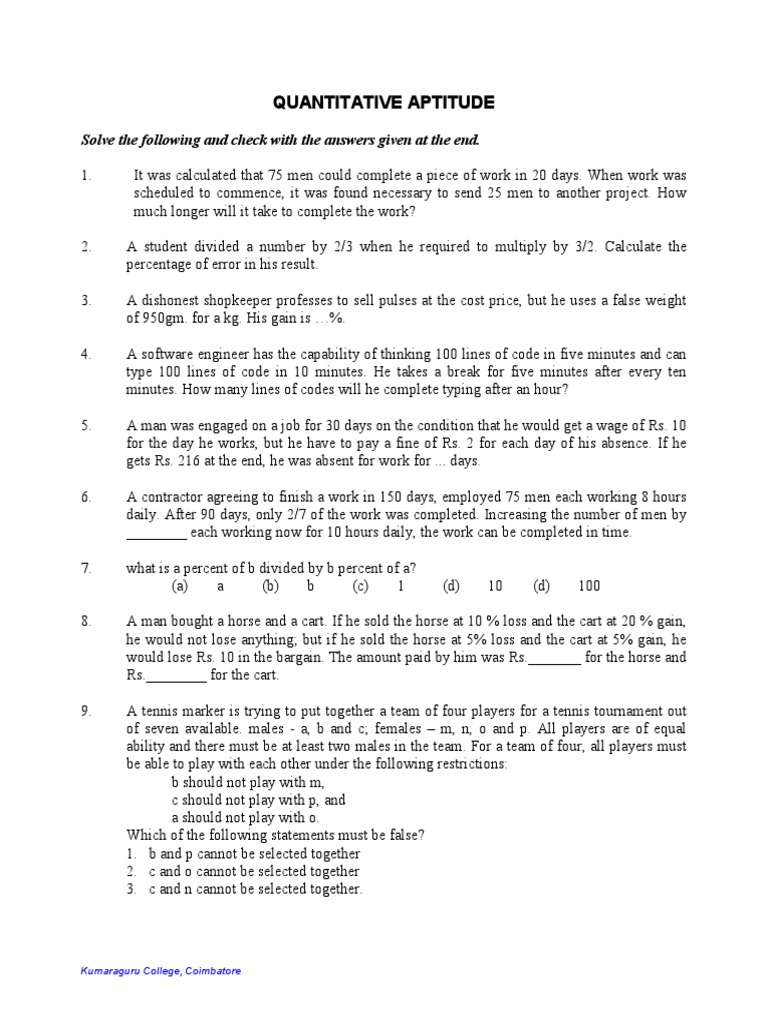 Quantiative Aptitude PDF | PDF | Teaching Mathematics