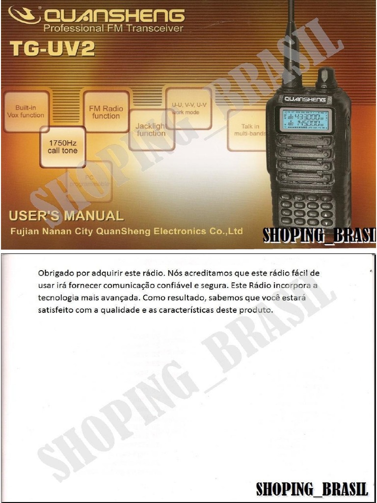 Manual QUANSHENG TG-UV2 PDF | PDF
