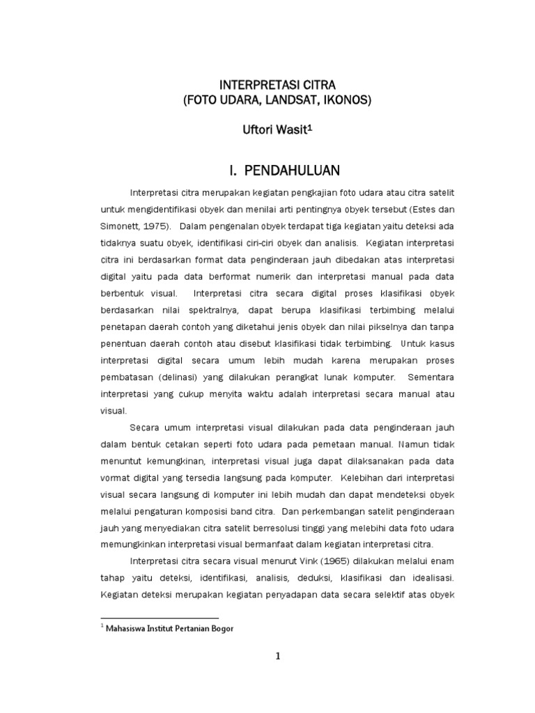 Interpretasi Citra Landsat, Ikonos, Foto Udara | PDF