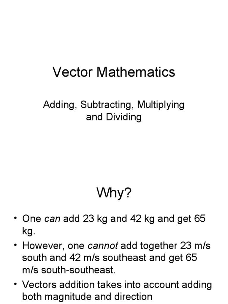 Vector Mathematics: Addition & Operations | PDF | Euclidean Vector ...