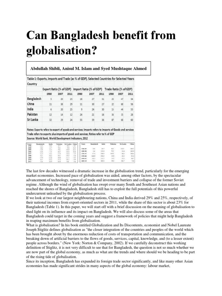 Can Bangladesh Benefit From Globalisation | PDF | Foreign Direct ...