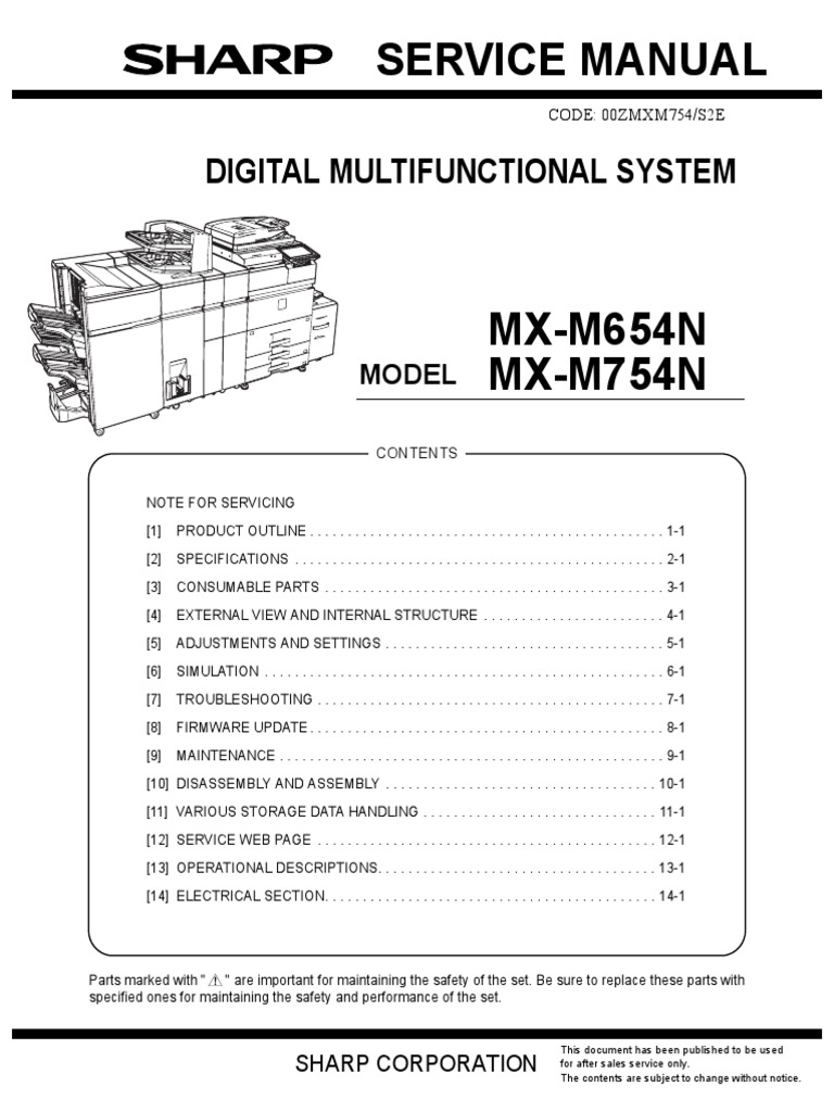Sharp MX M654N MX M754N Service Manual | PDF | Screw | Ac Power Plugs And Sockets