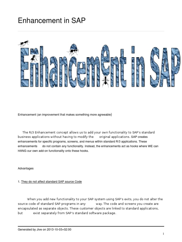 Enhancement in SAP PDF | PDF | Subroutine | Sap Se