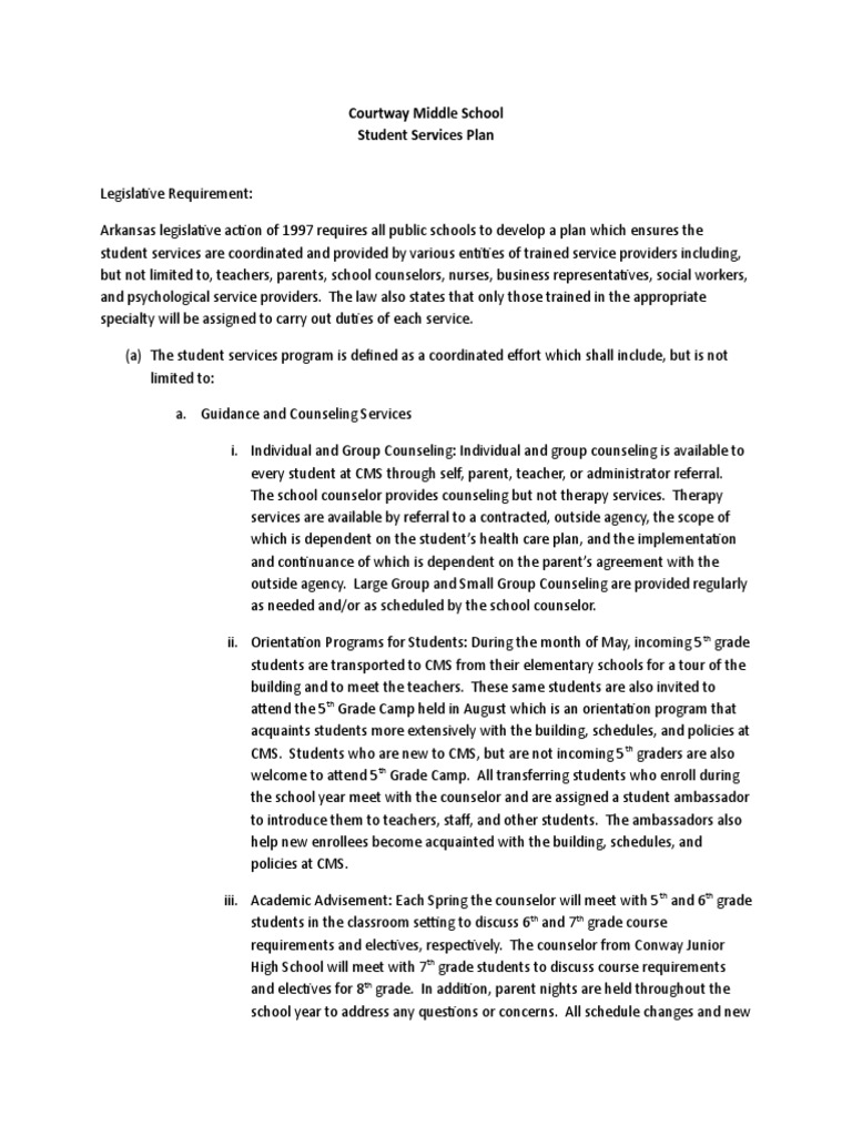 Cms Student Services Plan 2018-2019 | PDF | School Counselor | Special ...