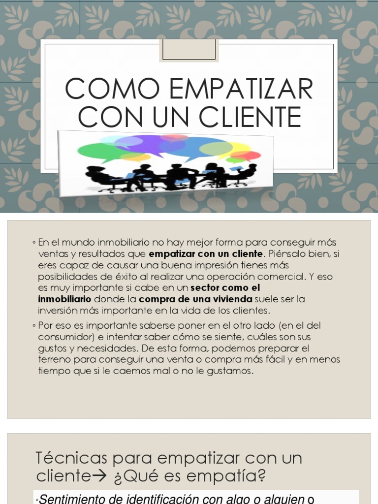 Como Empatizar Con Un Cliente | Descargar gratis PDF | Cliente | Toma ...