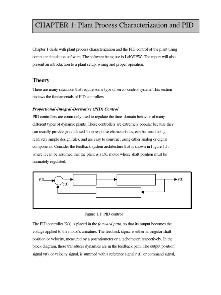 PID Control and Plant Characterization | PDF | Teaching Methods & Materials