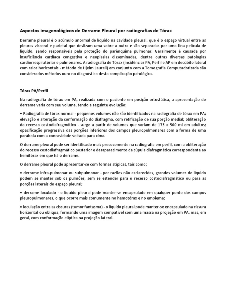 Derrame Pleural Por RX | PDF | AVC | Tórax (anatomia humana)