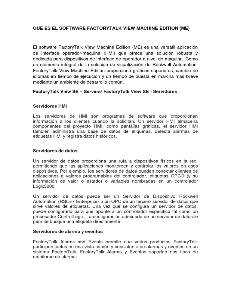 Que Es El Software Factorytalk View Machine Edition | PDF | Servidor ...