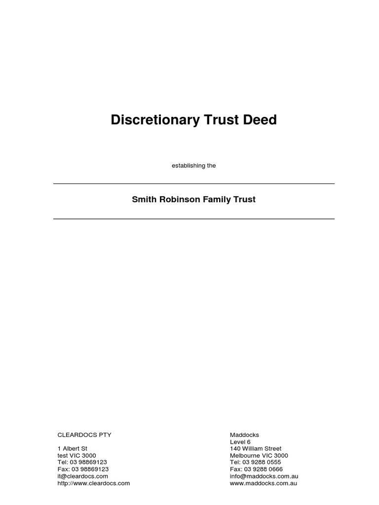 Discretionary Trust | PDF | Trust Law | Trustee