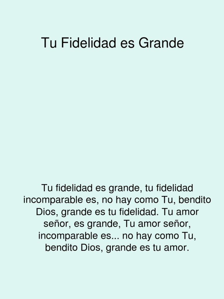 Tu Fidelidad Es Grande | PDF