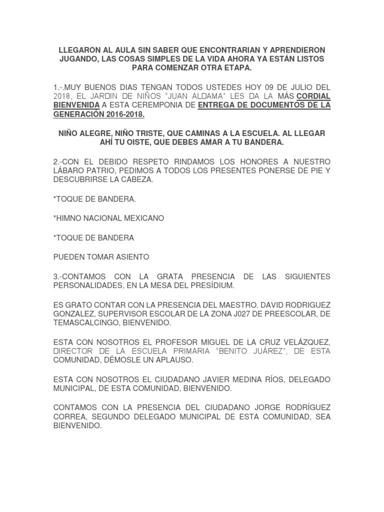 Programa Entrega de Documentos 2018 | PDF