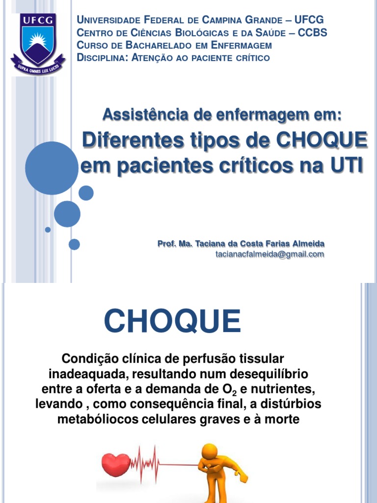 Aula 5 - Tipos de Choque | Download grátis PDF | Choque (circulatório) | Hipóxia (Medicina)