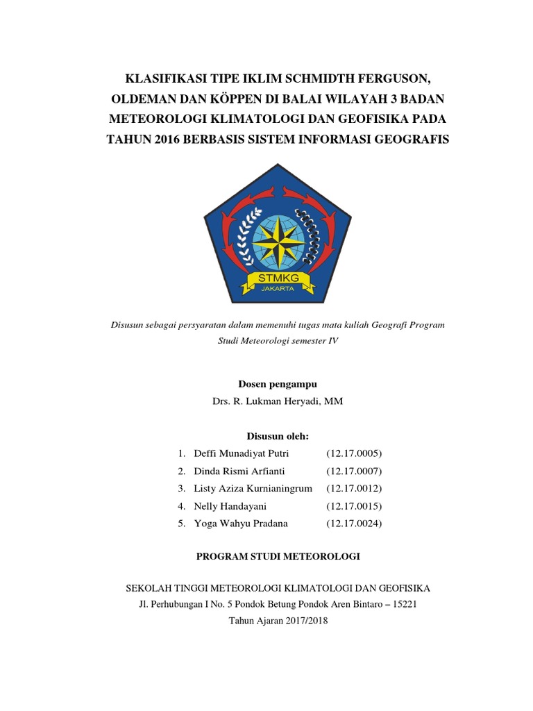 Klasifikasi Tipe Iklim Schmidth Ferguson, Oldeman Dan Köppen Di Balai ...