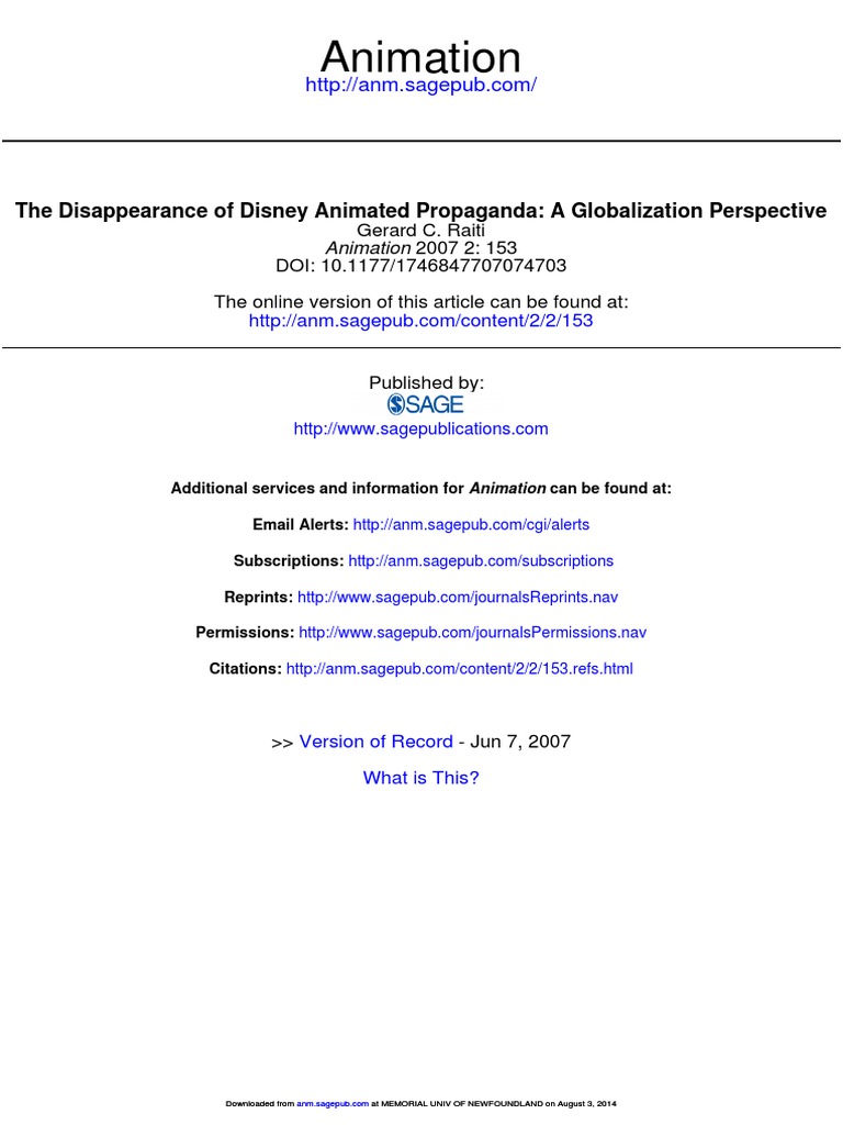 RAITI, Gerard C. The Disappearance of Disney Animated Propaganda. A ...