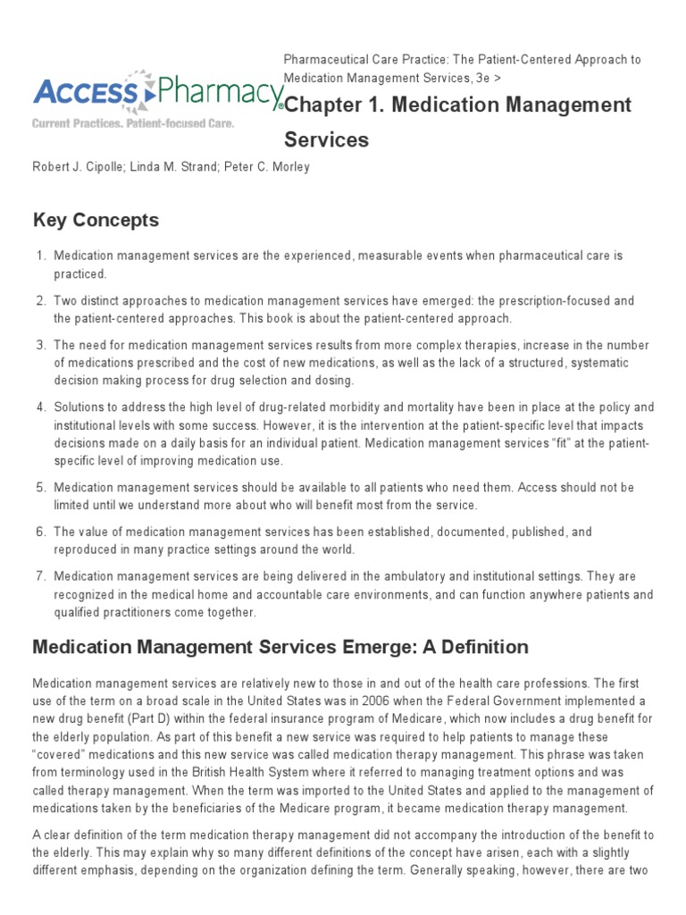Chapter 1. Medication Management Services: Key Concepts | PDF ...