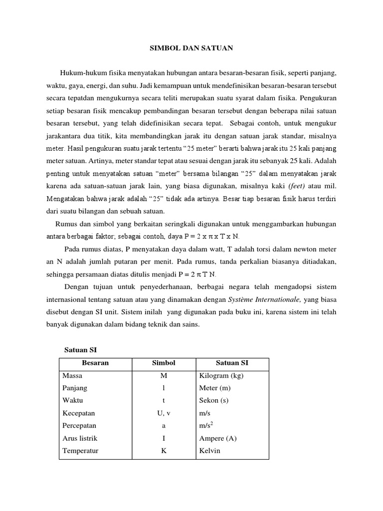 Simbol Dan Satuan | PDF