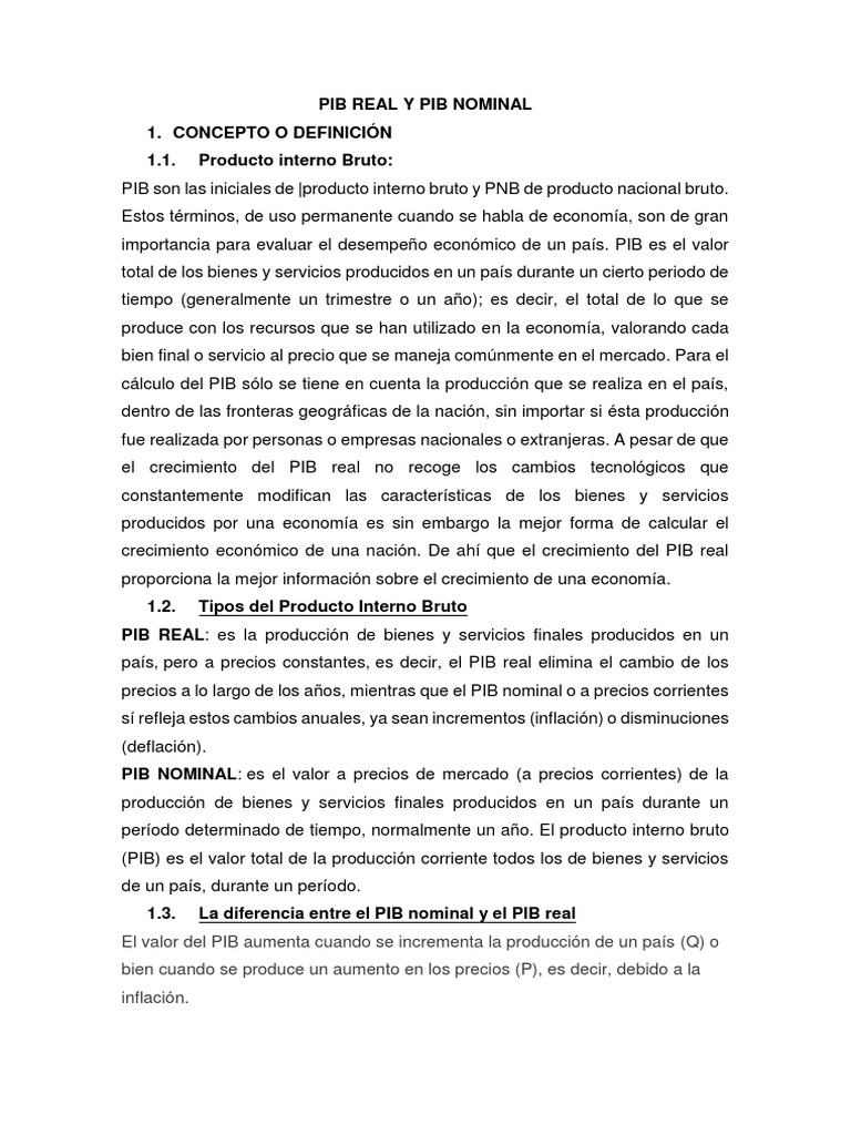 Pib Real y Pib Nominal | PDF | Producto Interno Bruto | Crecimiento económico