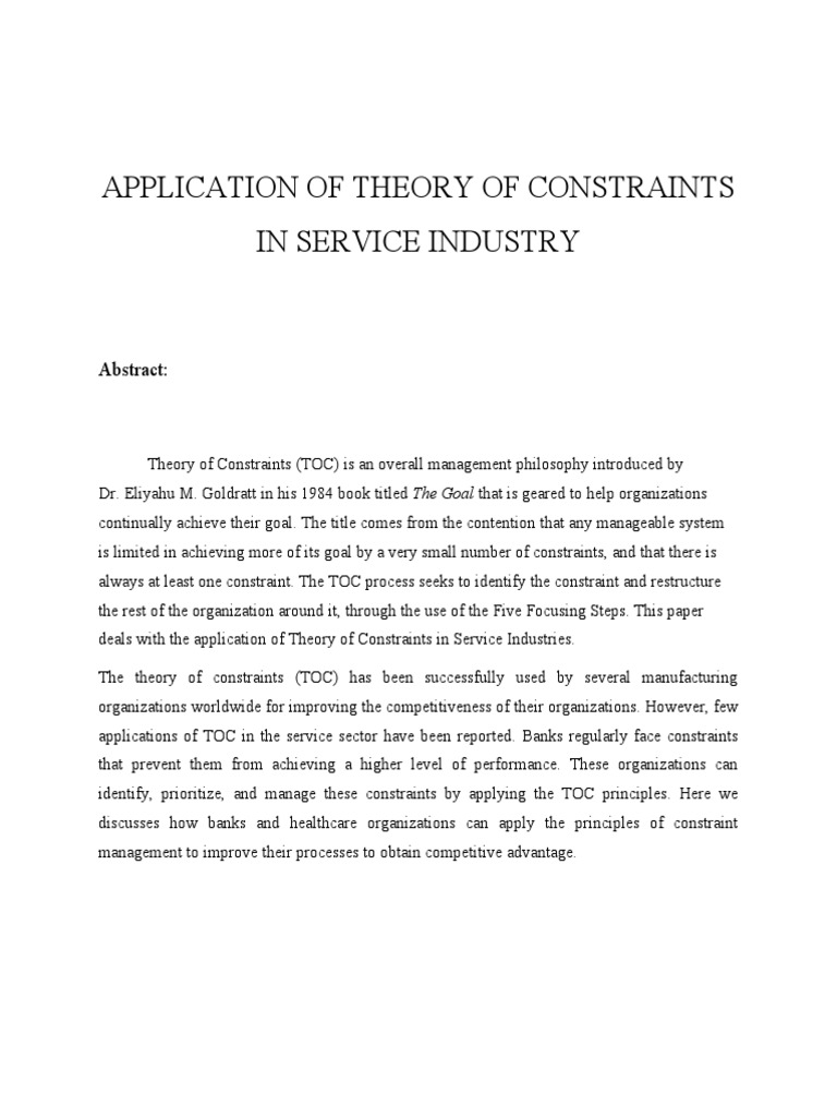 Theory of Constraints | PDF | Business Process | Business