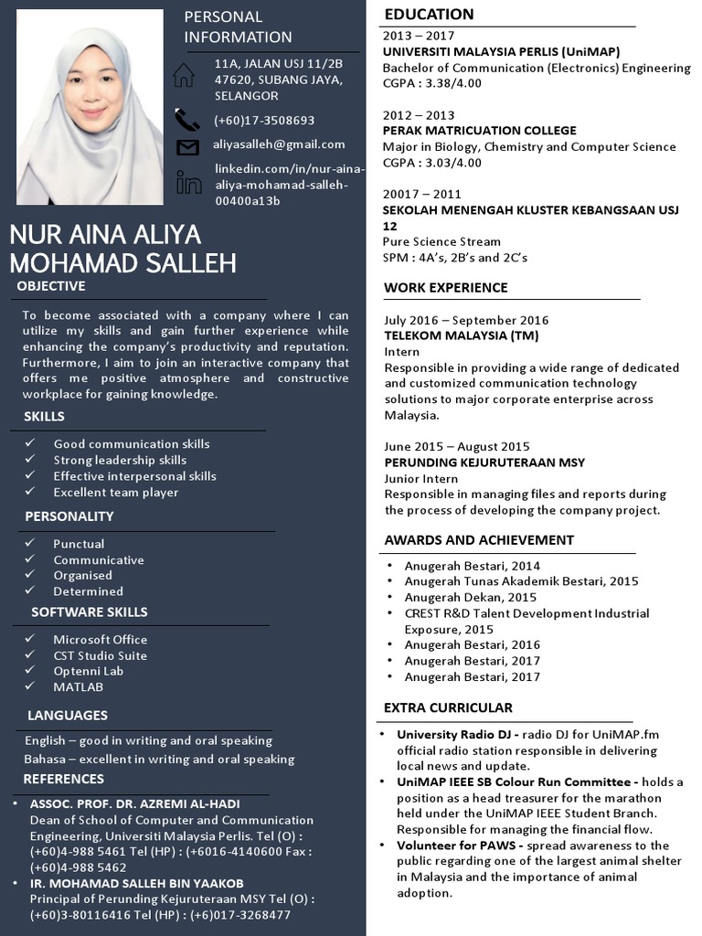 CV-Nur Aina Aliya Mohamad Salleh | PDF | Science And Technology | Communication