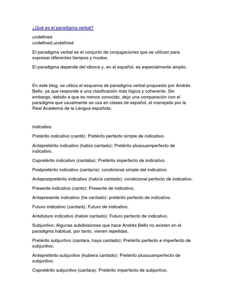 Guía del Paradigma Verbal en Español | PDF | Verbo | Lingüística