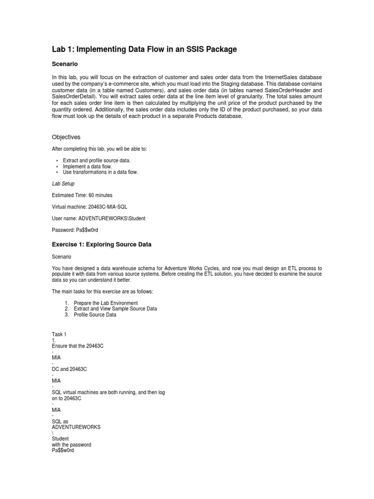 Implementing Data Flow in An SSIS Package | Download Free PDF ...