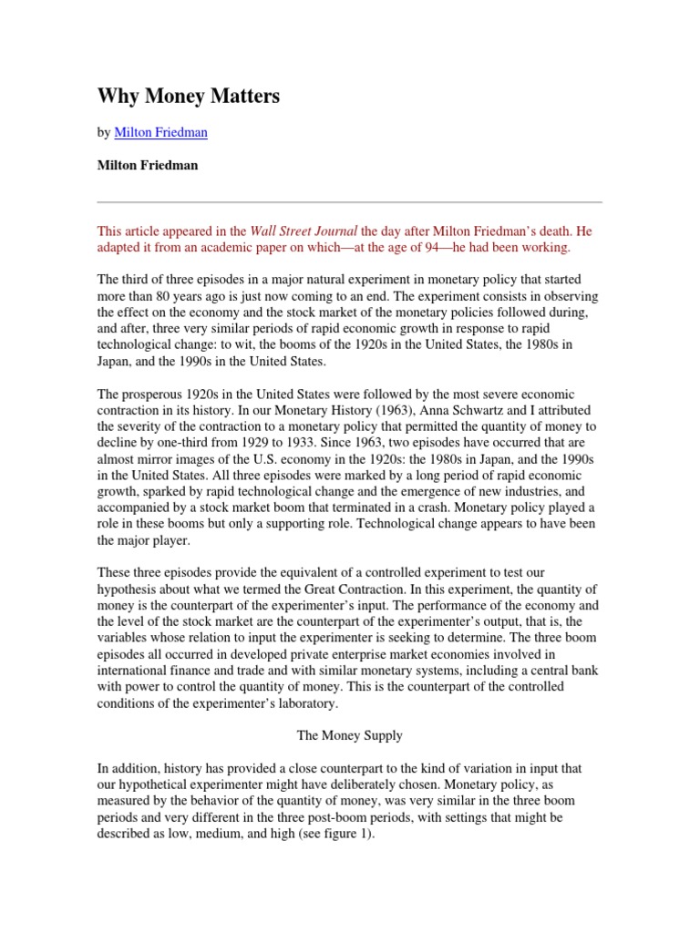Why Money Matters | PDF | Money Supply | Business Cycle