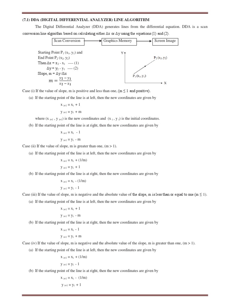 (7.1) Dda (Digital Differential Analyzer) Line Algorithm | PDF ...