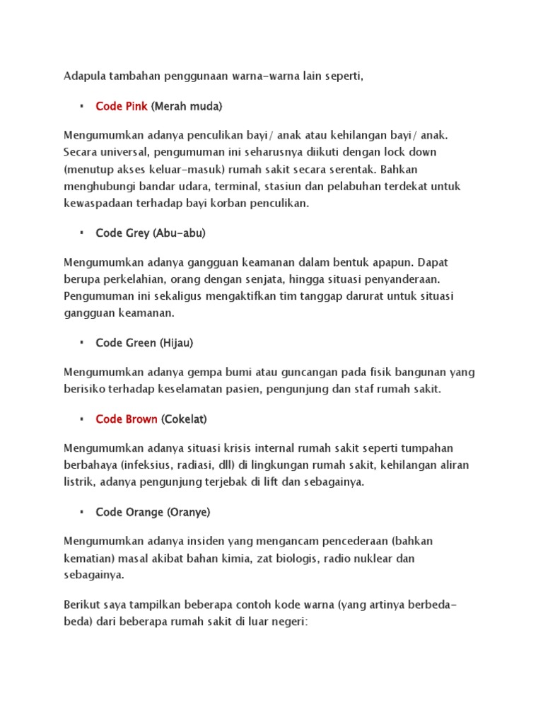 Warna Kode Darurat | PDF