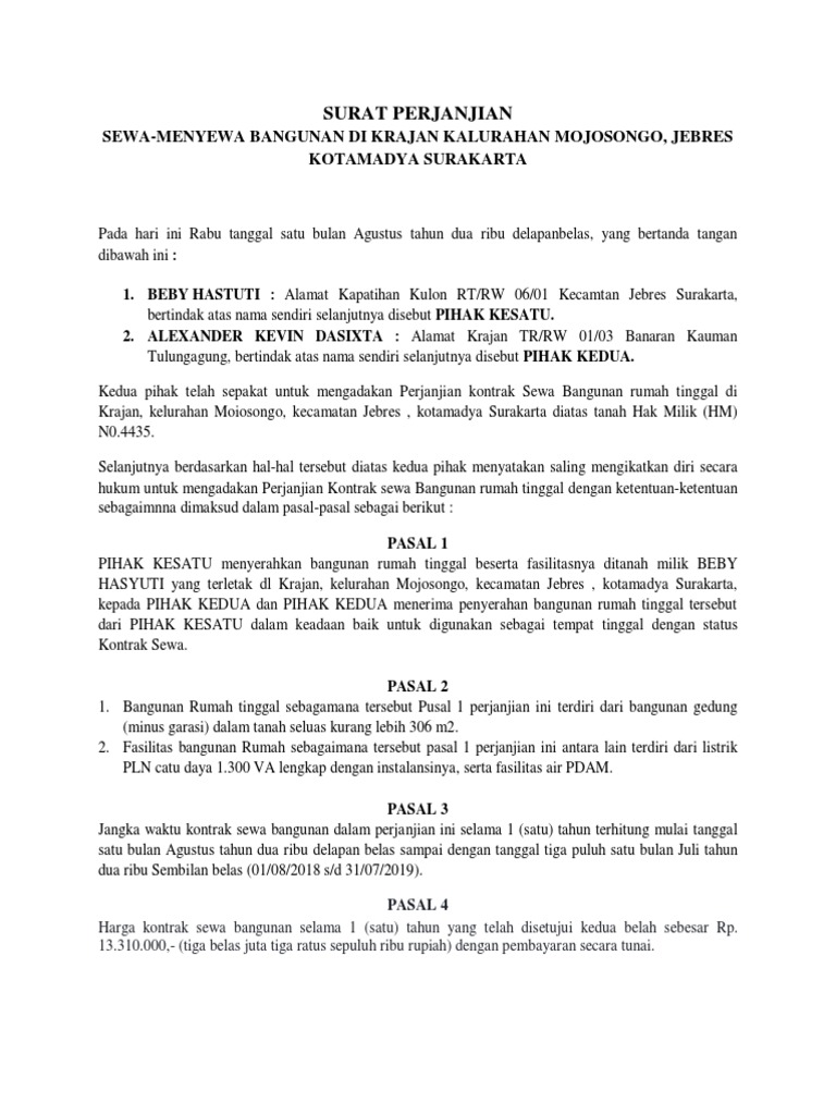 Surat Perjanjian | PDF