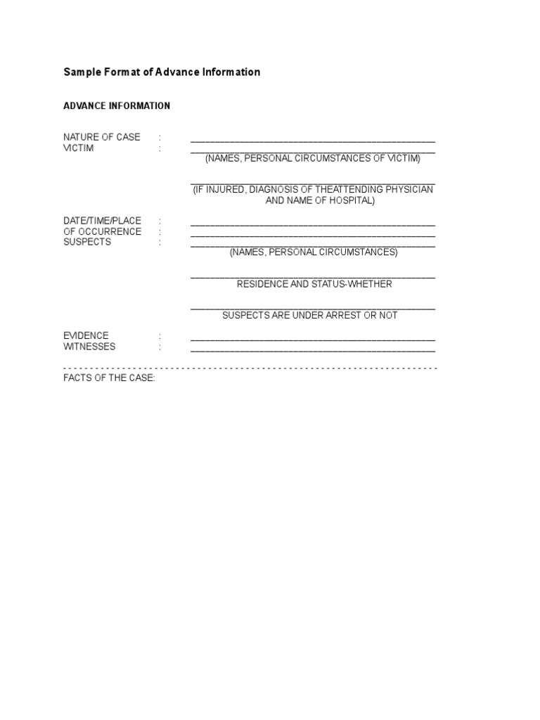 Sample Format of Advance Information | PDF