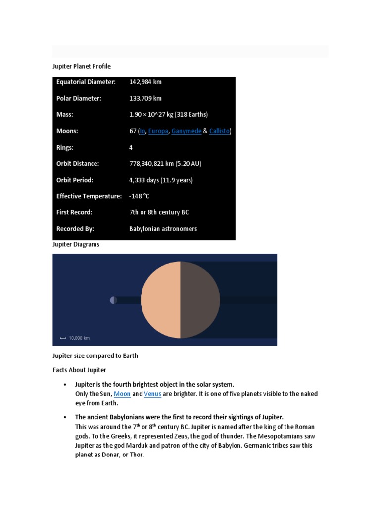 Jupiter Planet Profile | PDF | Jupiter | Uranus