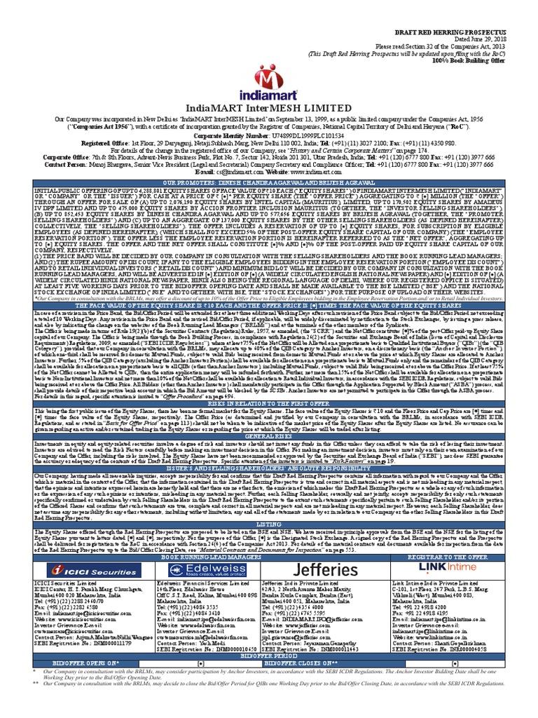 Indiamart RHP PDF | PDF | Stocks | Income Statement