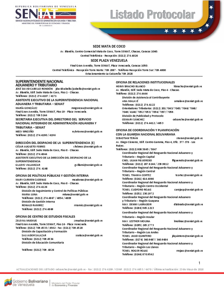 Directorio Seniat | PDF | Equipo | Trabajo de oficina