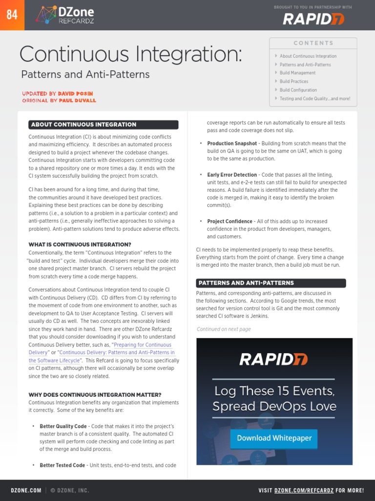 Continuous Integration:: Patterns and Anti-Patterns | PDF | Version Control | Databases